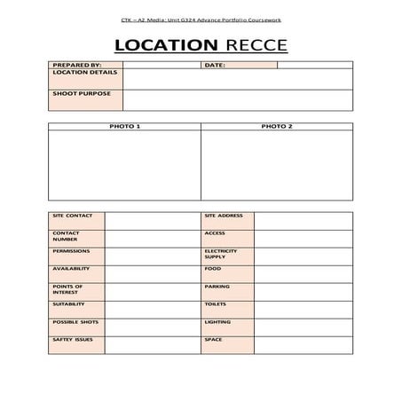 9.location recce template | PDF