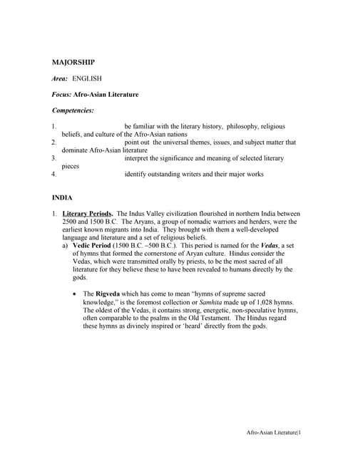 Survey of Afro-Asian Literature: Introduction and African Literature | PPTX