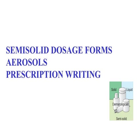 Semisolid Dosage Forms. Aerosols | PPT