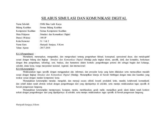 Pemetaan kompetensi dasar simdig | PDF