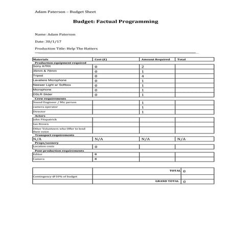 9. budget sheet | DOC