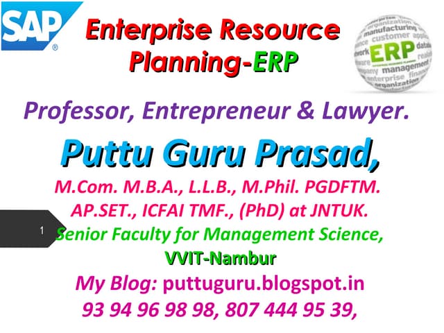 Introduction to ERP | PPT | Databases | Computer Software and Applications