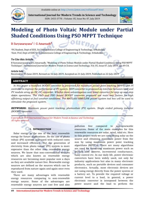 Solar Photovoltaic System using FLC MPPT Technique | PDF