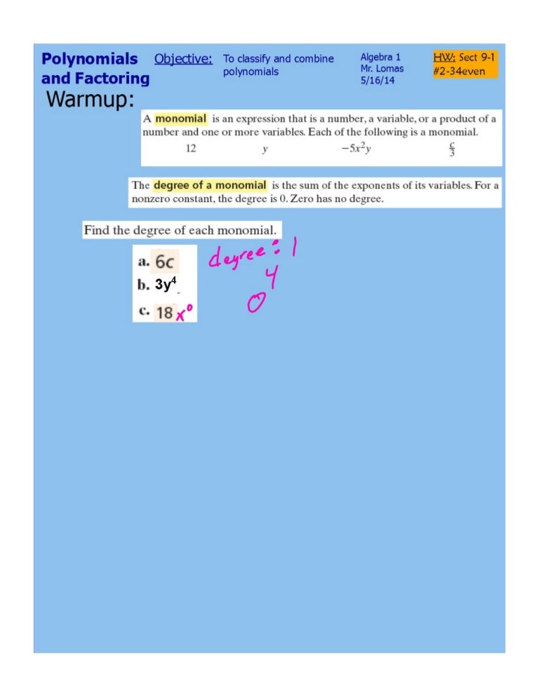 9 1 Combining Polynomials 9-1-combining-polynomials