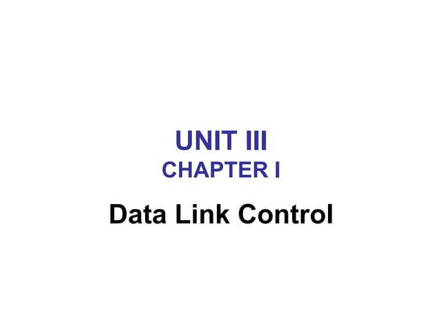 Sybsc It Computer Networks Unit Iii Data Link Control Ppt