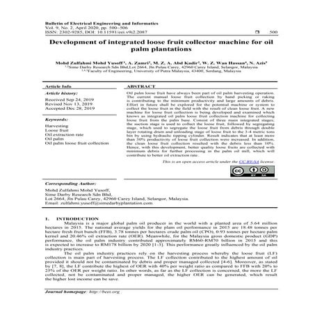 Development of integrated loose fruit collector machine for oil palm ...