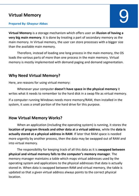 Virtual memory ppt | PPTX
