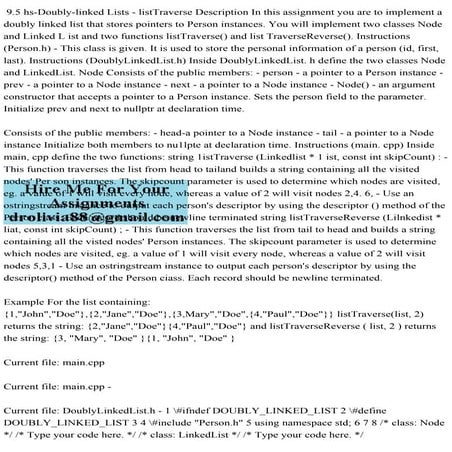 9.5 hs-Doubly-linked Lists - listTraverse Description In this assignm.pdf
