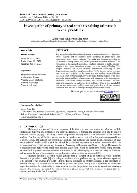 Realistic mathematics education: An approach to improve problem solving ...