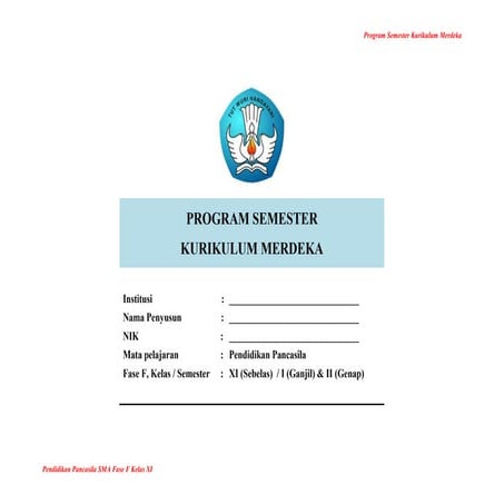 PROMES Kurikulum Merdeka Mata Pelajaran Pendidikan Pancasila | DOCX