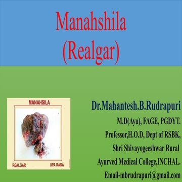 Manahshila-Rasadravya Parichaya-NCISM Syllabus | PPT