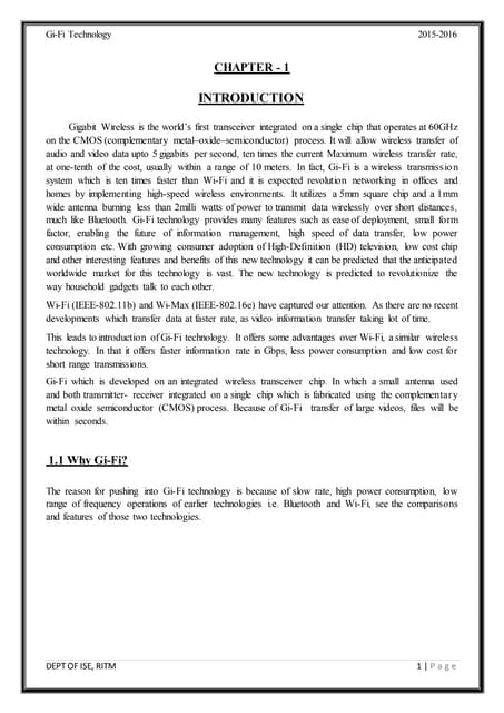 A Seminar Report On Gi-Fi Technology | PDF | Computer Networking ...
