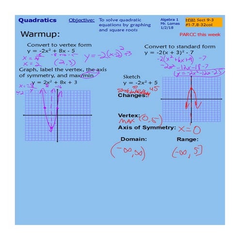 9 3 solving quadratics by graphing and roots | PDF