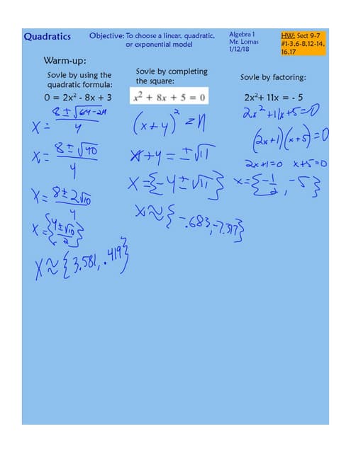 Solving using quadratic formula and discriminant | PDF