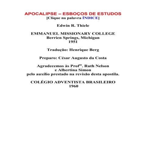 Apocalipse por Edwin R. Thiele | PDF