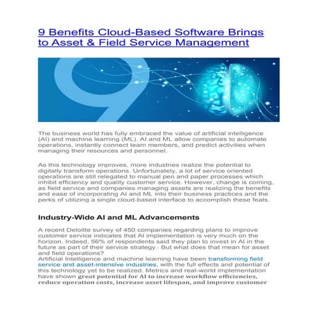 9 Benefits Cloud-Based Software Brings to Asset & Field Service ...