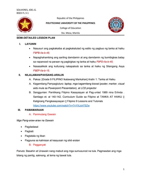 FILIPINO TANKA AT HAIKU GRADE 9 | PPTX