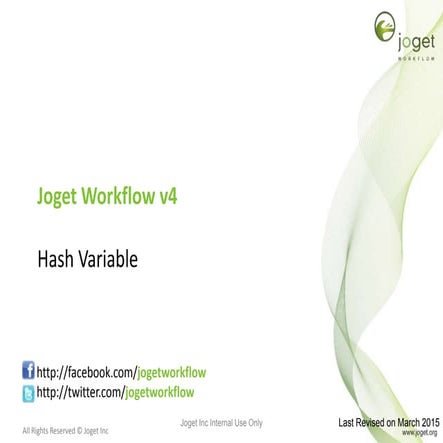 Joget Workflow v4 Training - Module 9 - Hash Variable | PPT