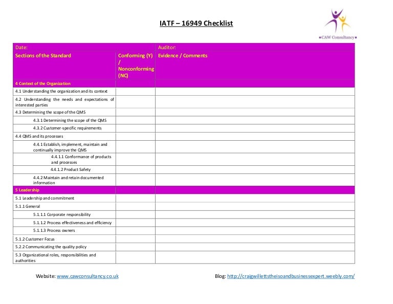 IATF 16949 gap assessment checklist IATF 16949 gap assessment checklist