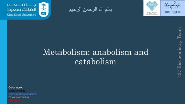 Introduction to metabolism | PPT