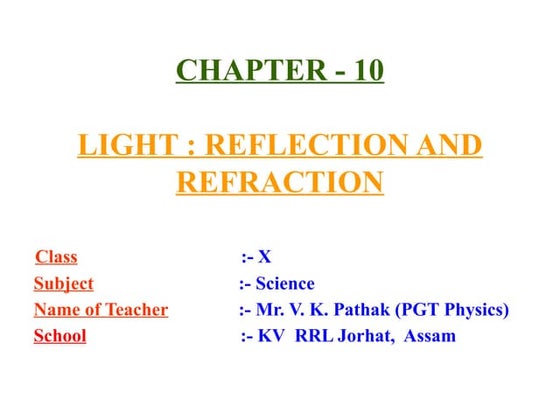 Reflection of light | PPTX | Physics | Science