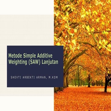 Penjelasan Metode Simple Additive Weighting (SAW) Lanjutan | PDF