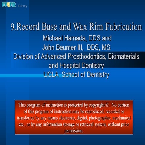 9.record base and wax rim fabrication | PPT