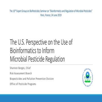 US Perspective on use of bioinformatics in microbial pesticide ...