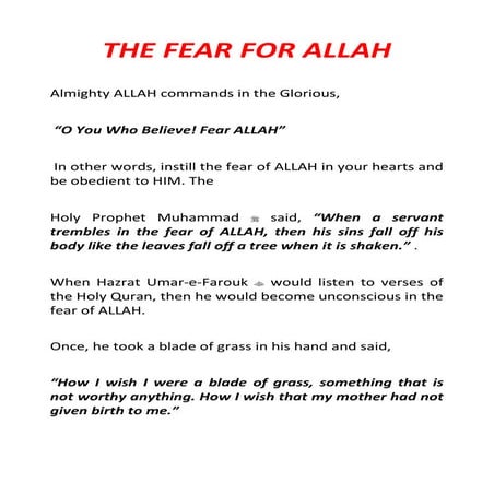 The Fear of Allah | PDF