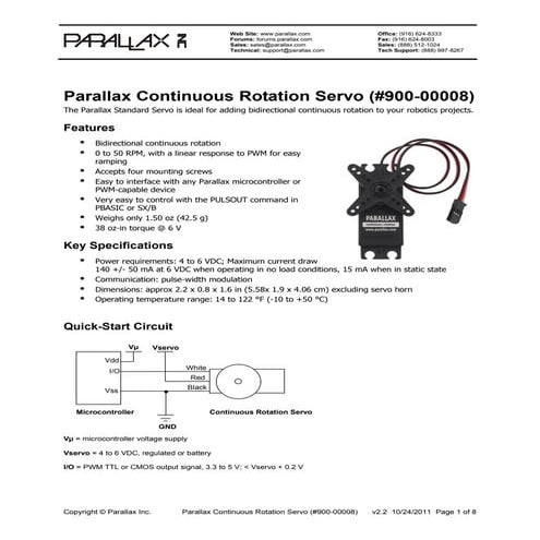 900 00008-continuous-rotation-servo-documentation-v2.2 | PDF