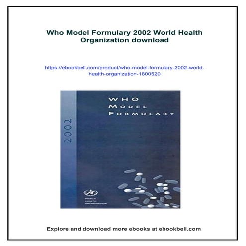 Who Model Formulary 2002 World Health Organization | PDF