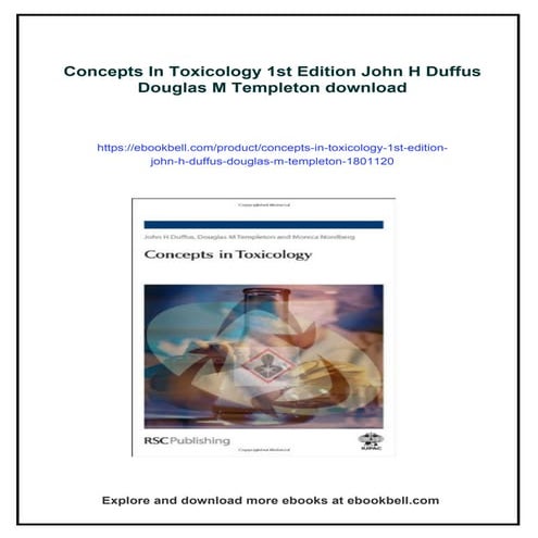 Concepts In Toxicology 1st Edition John H Duffus Douglas M Templeton | PDF