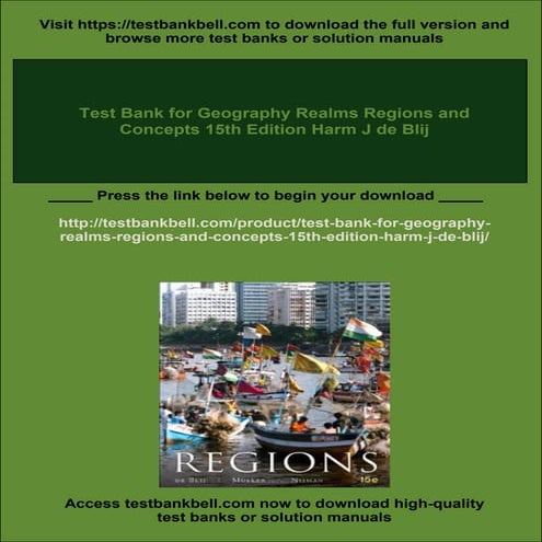 Test Bank for Geography Realms Regions and Concepts 15th Edition Harm J ...