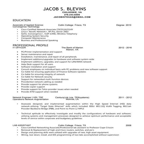 Jacob Blevins Resume 2015 | PDF