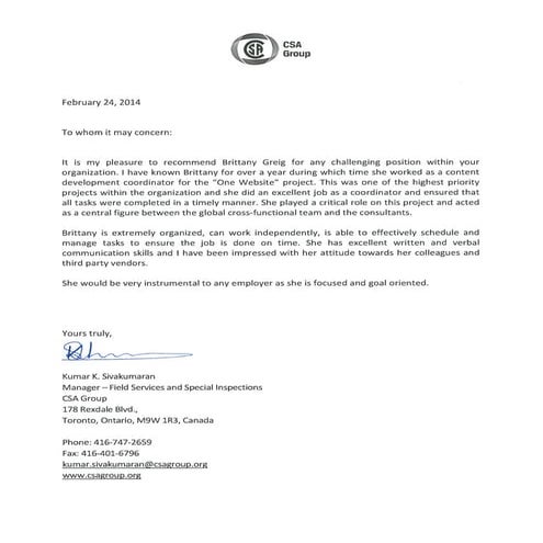 CSA-Letter-of-reference-2014 | PDF