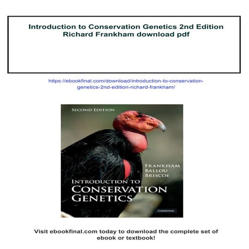 Introduction to Conservation Genetics 2nd Edition Richard Frankham | PDF