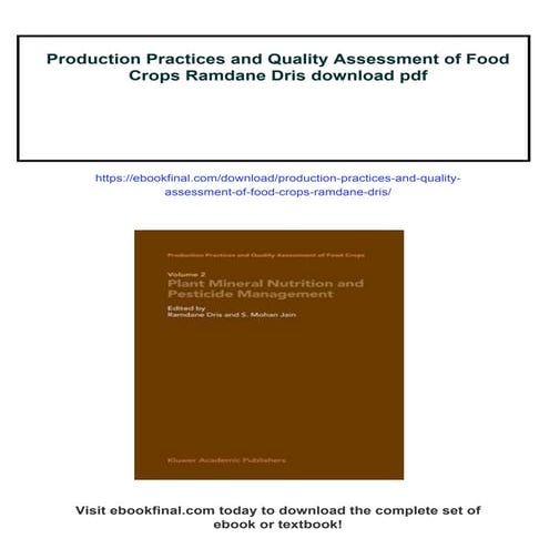 Production Practices and Quality Assessment of Food Crops Ramdane Dris ...