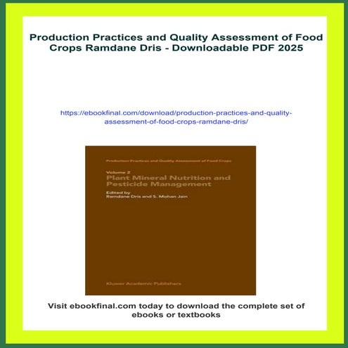 Production Practices and Quality Assessment of Food Crops Ramdane Dris | PDF