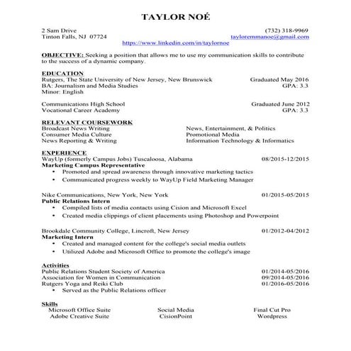 Noé Taylor Résumé | PDF