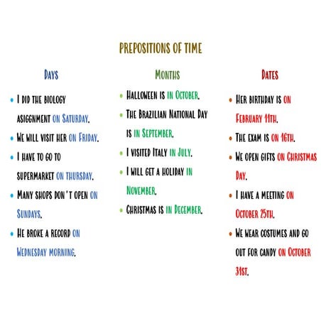 PREPOSITIONS OF TIME | PPT