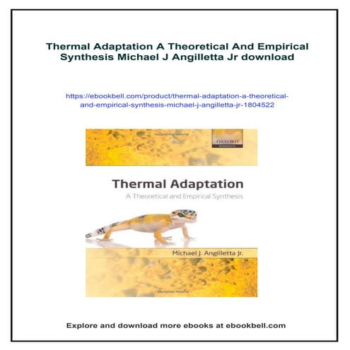 Thermal Adaptation A Theoretical And Empirical Synthesis Michael J ...
