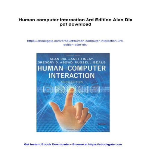 Human computer interaction 3rd Edition Alan Dix | PDF