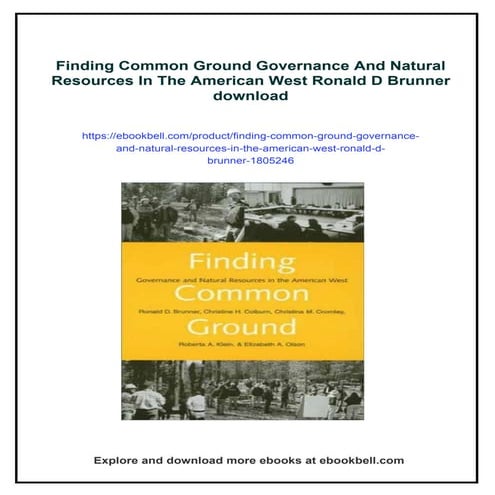 Finding Common Ground Governance And Natural Resources In The American ...
