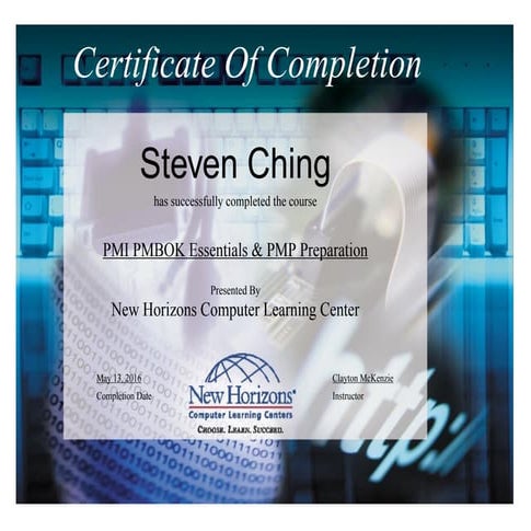 PMI Preparation Course Certificate | PDF