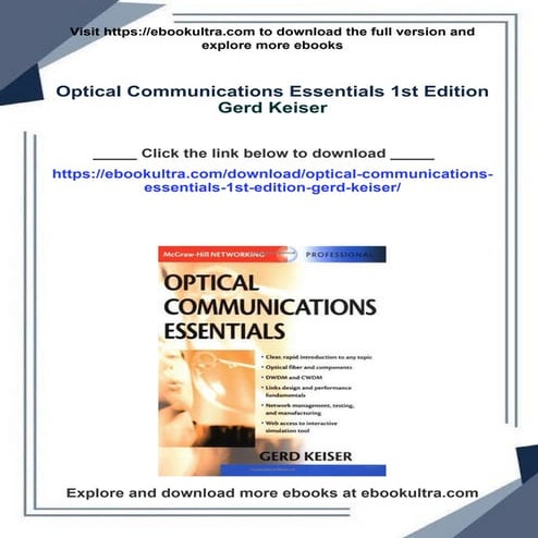 Optical Communications Essentials 1st Edition Gerd Keiser | PDF