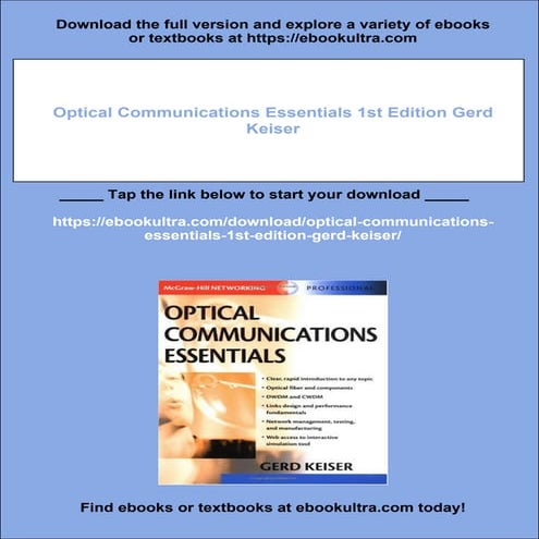 Optical Communications Essentials 1st Edition Gerd Keiser | PDF