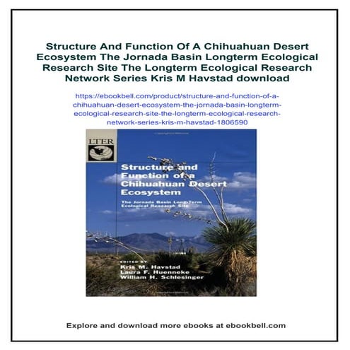Structure And Function Of A Chihuahuan Desert Ecosystem The Jornada ...