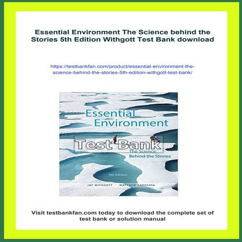 Essential Environment The Science behind the Stories 5th Edition ...