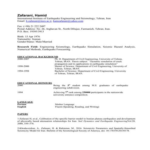 CV-Hamid- English | PDF