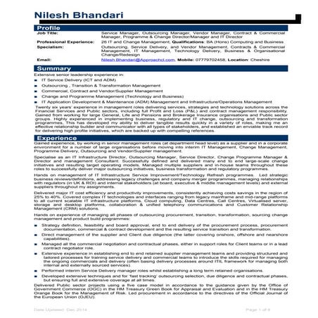 Nilesh_Bhandari_CV Dec 2014 V final 1 0 v 1 for SM Baseline | PDF